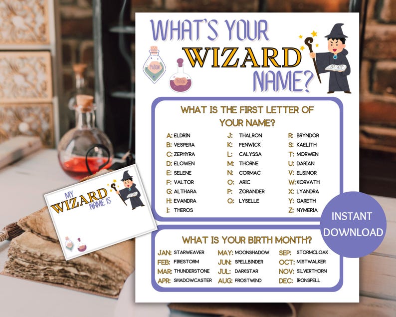 Wizard Name Game Printable, What's Your Wizard Name Game, Name ...