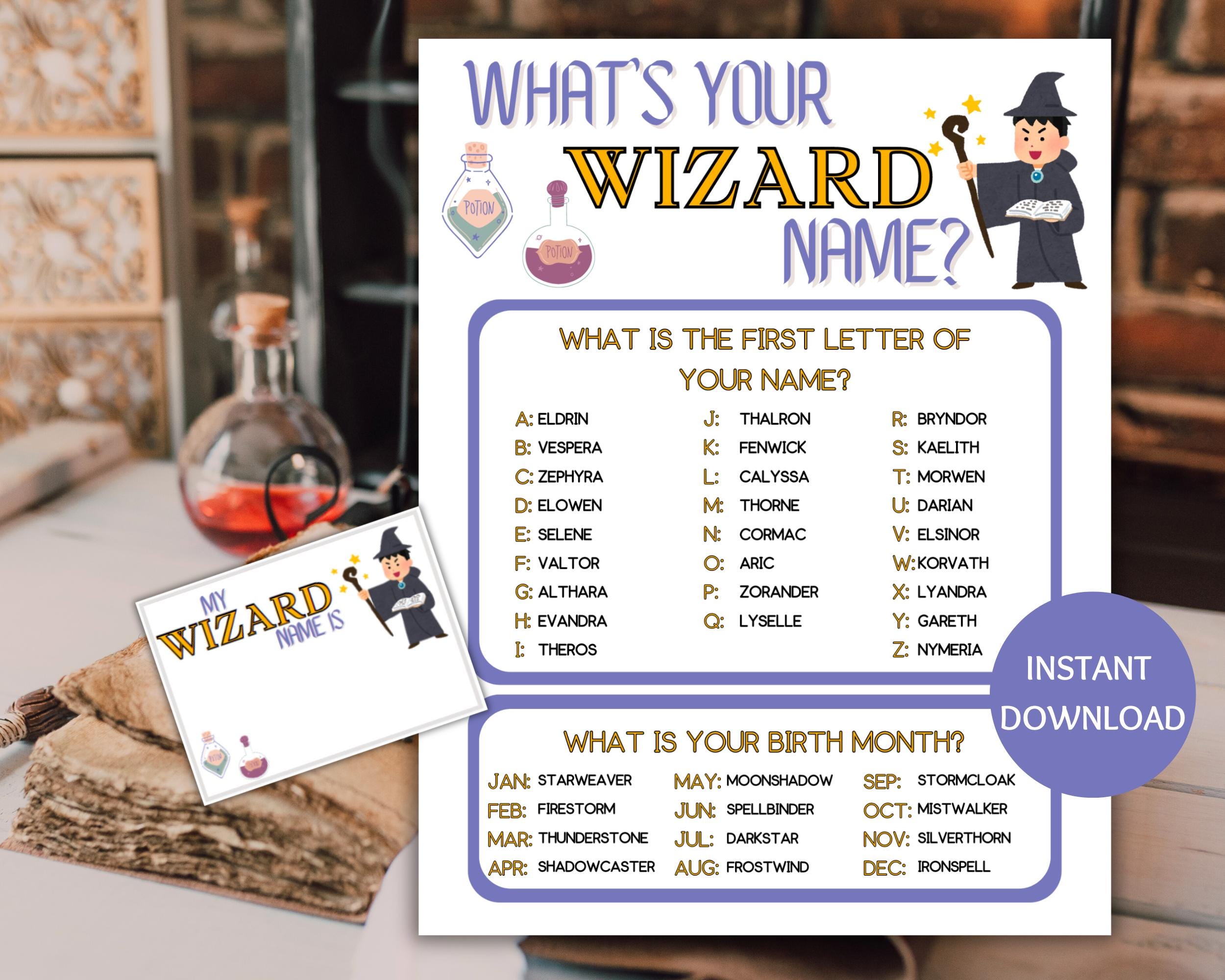 Wizard Name Game Printable, What's Your Wizard Name Game, Name ...