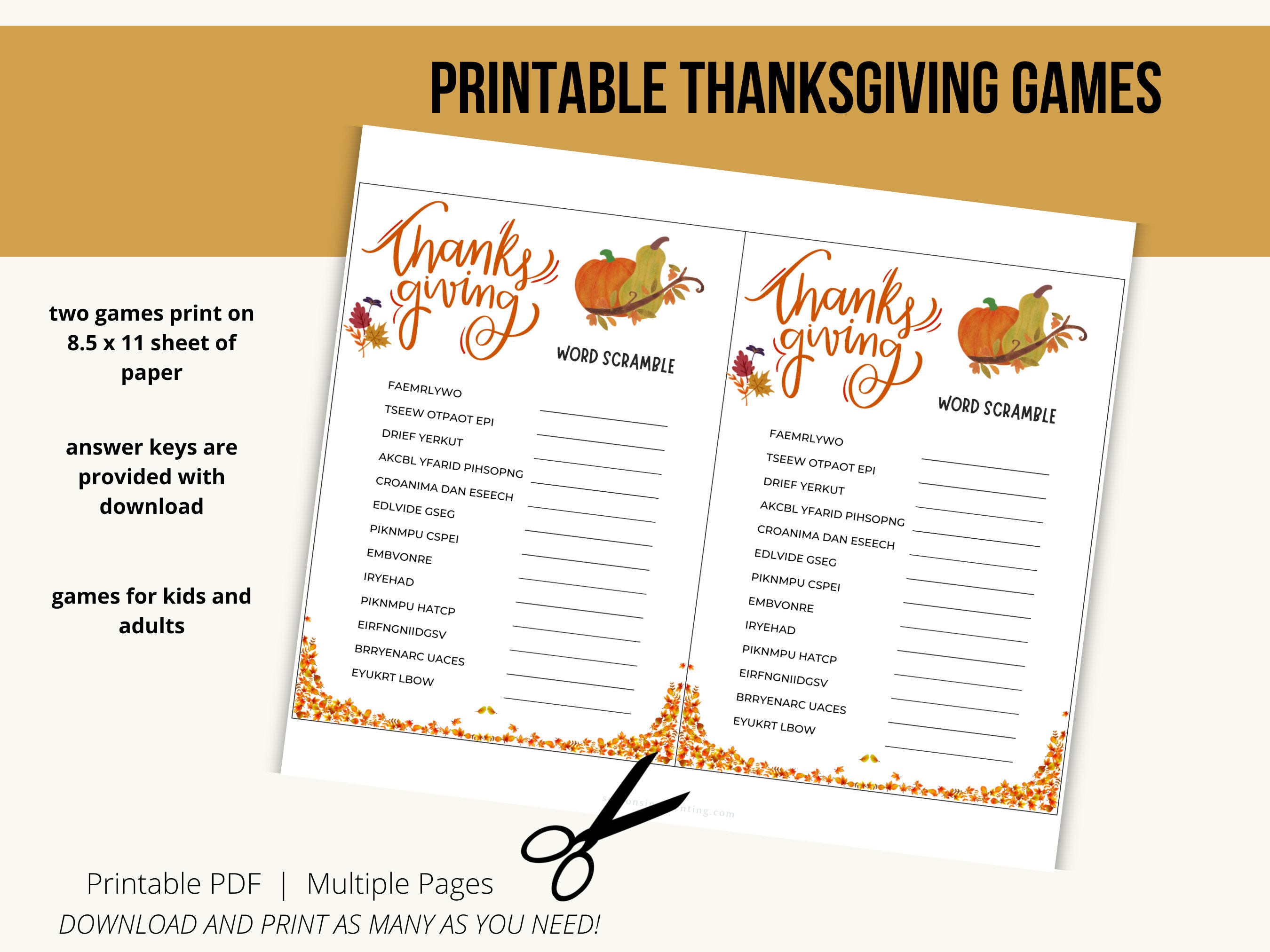 Thanksgiving Games Printable Bundle | Thanksgiving 15 Game Bundle ...
