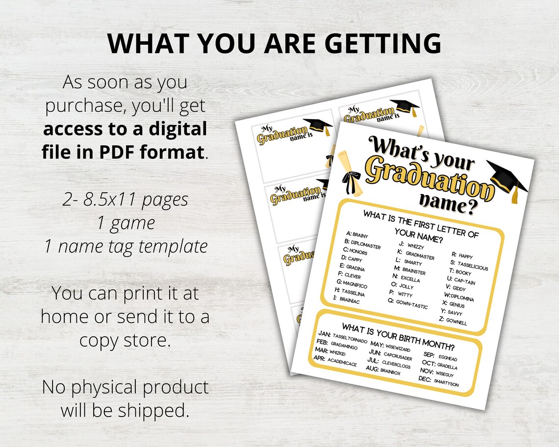 Graduation Name Game Printable, What's Your Graduation Name Game, Name ...