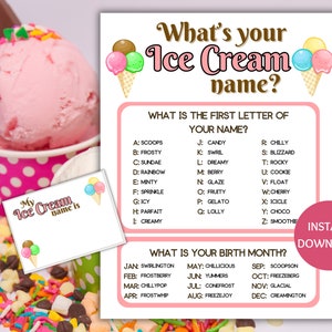 Ice Cream Name Game Printable, What's Your Ice Cream Name Game, Name ...