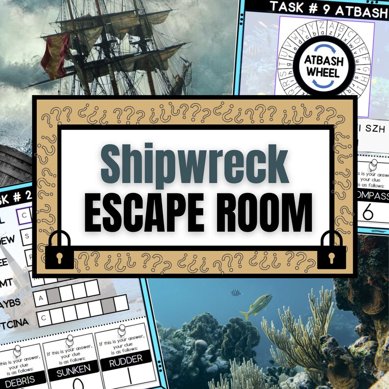 Shipwreck Escape Room for Kids, Printable Escape Room Kit, Escape Room ...