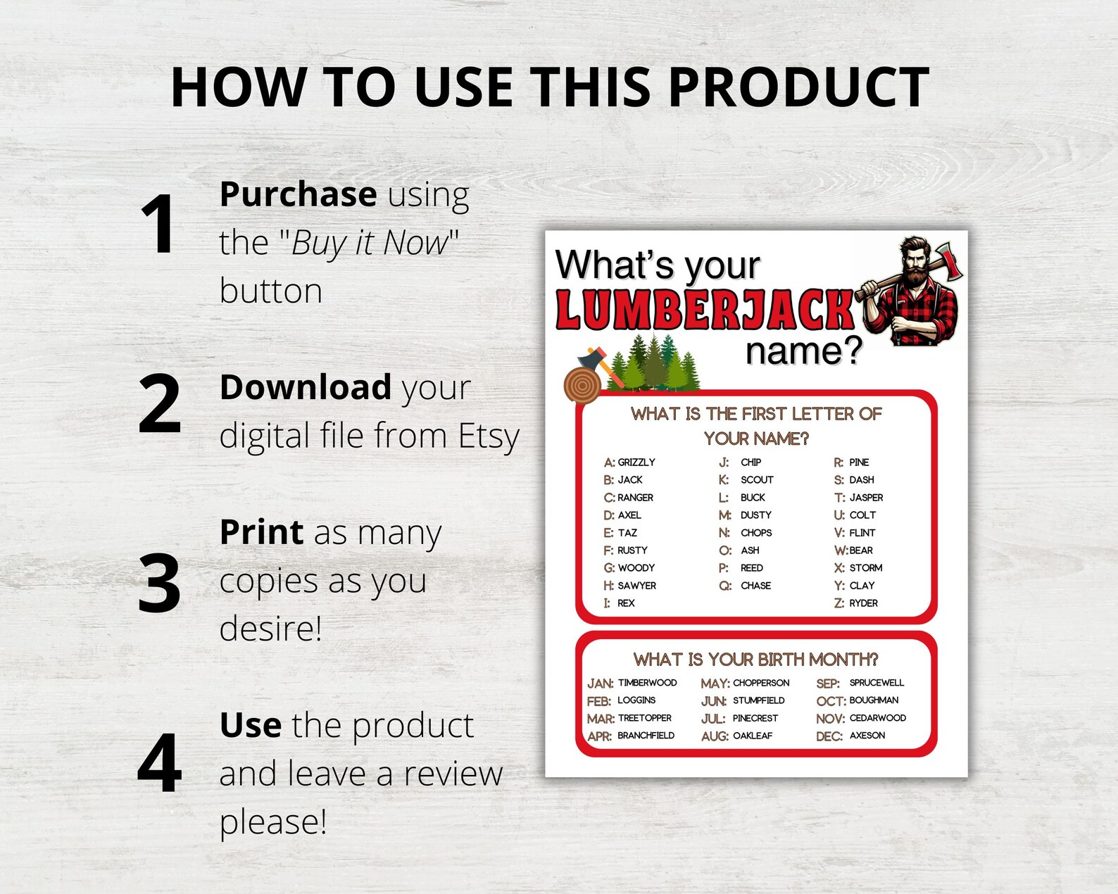 Lumberjack Name Game Printable, What's Your Lumberjack Name Game, Name ...