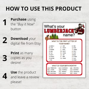 Lumberjack Name Game Printable, What's Your Lumberjack Name Game, Name ...