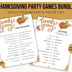 Thanksgiving Would You Rather Game | Printable Thanksgiving Games ...