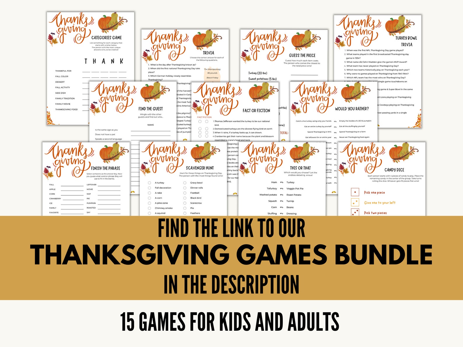 Thanksgiving Categories Game | Printable Thanksgiving Games | Family ...