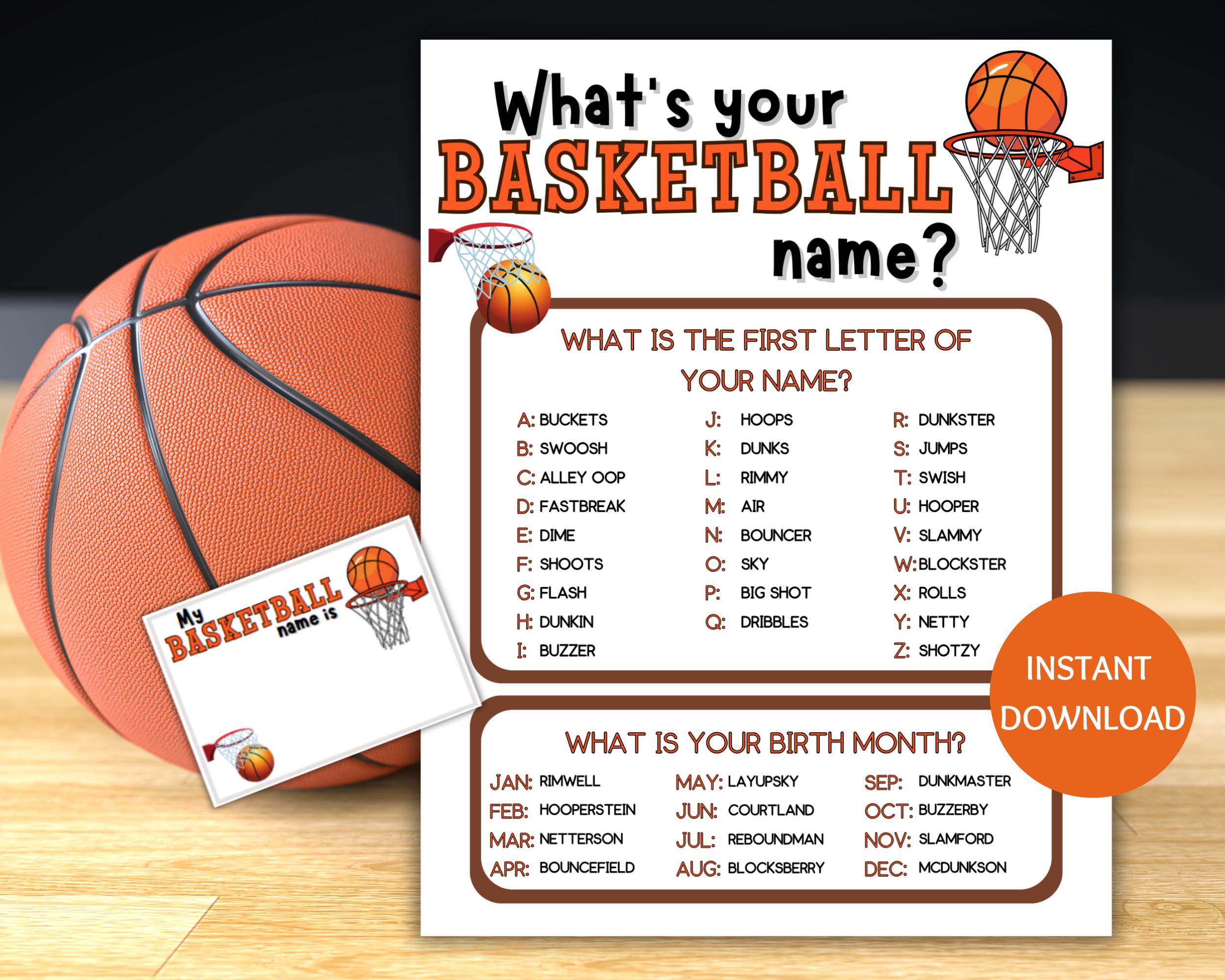 Basketball Name Game Printable, What's Your Basketball Name Game, Name ...