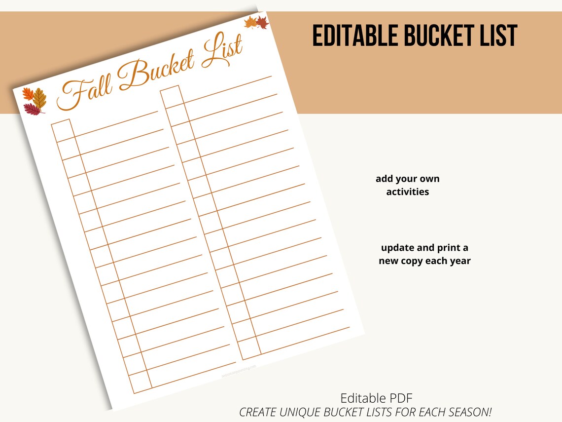Fall Bucket List Bundle, Printable Kids Activities, Family Bucket List ...
