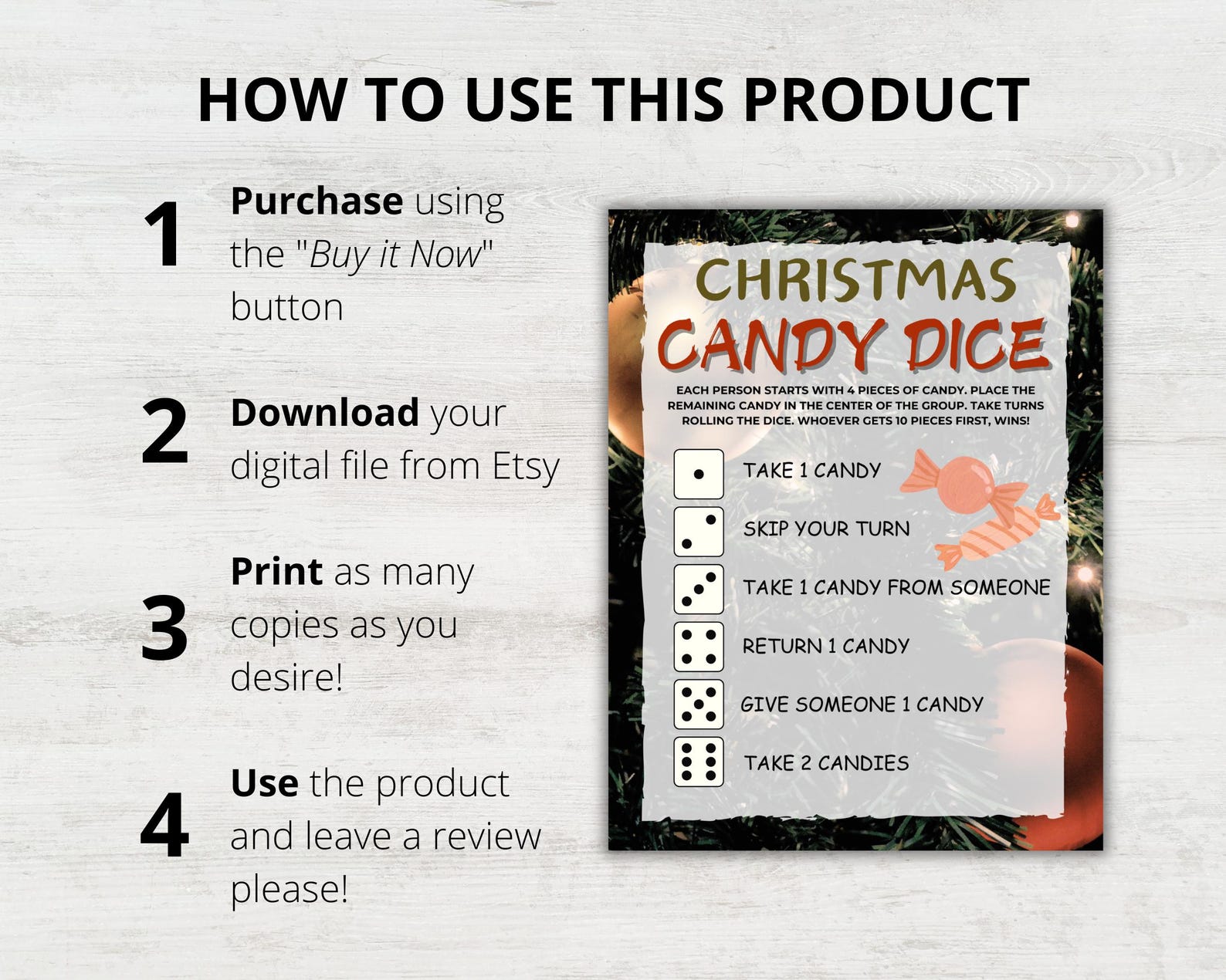 Christmas Candy Dice Game for Kids, Christmas Dice Game, Pass the Candy ...