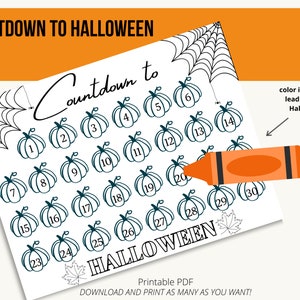 Halloween Countdown Printable | Halloween Advent | Halloween Calendar ...