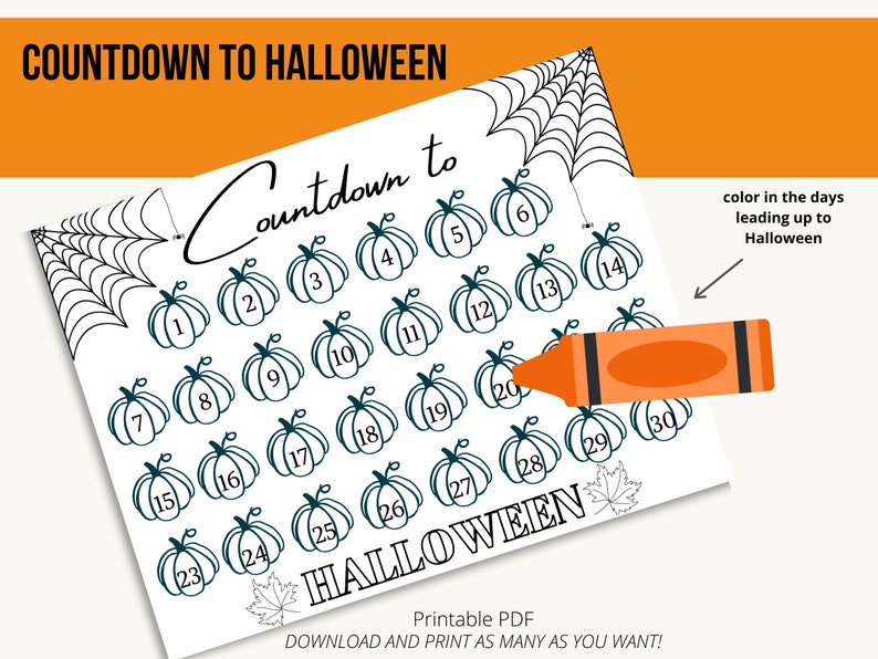 Halloween Countdown Printable | Halloween Advent | Halloween Calendar ...
