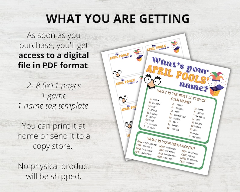 April Fools Day Name Game Printable, What's Your April Fools Name Game ...