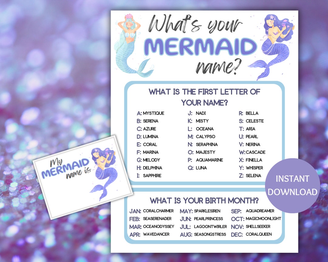 Mermaid Name Game Printable, What's Your Mermaid Name Game, Name ...