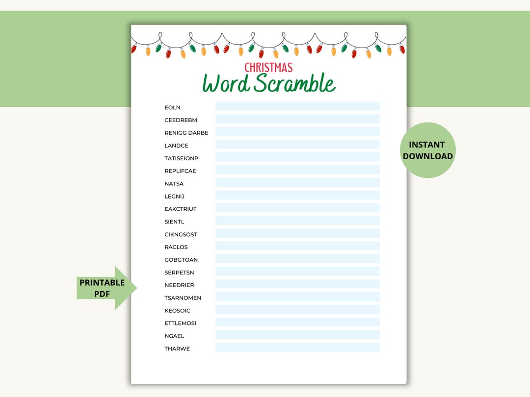 Christmas Word Scramble| Christmas Word Games | Christmas Activity ...