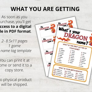 Dragon Name Game Printable, What's Your Dragon Name Game, Name ...