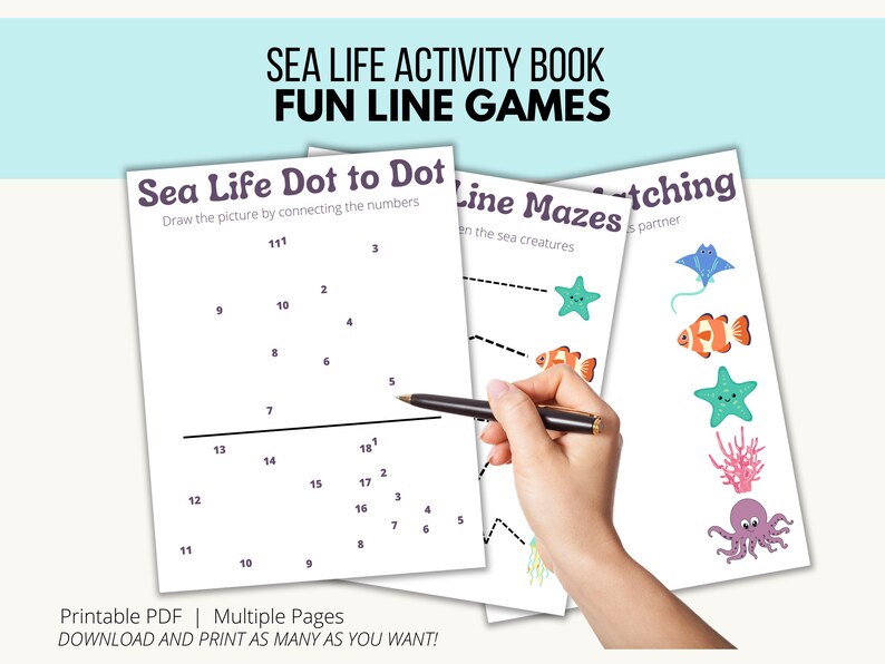 Sea Animals Toddler Activity Book | Printable Worksheets | Kids ...