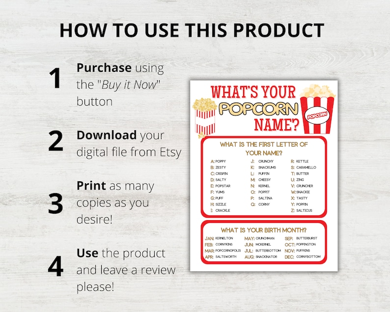 Popcorn Name Game Printable, What's Your Popcorn Name Game, Name ...