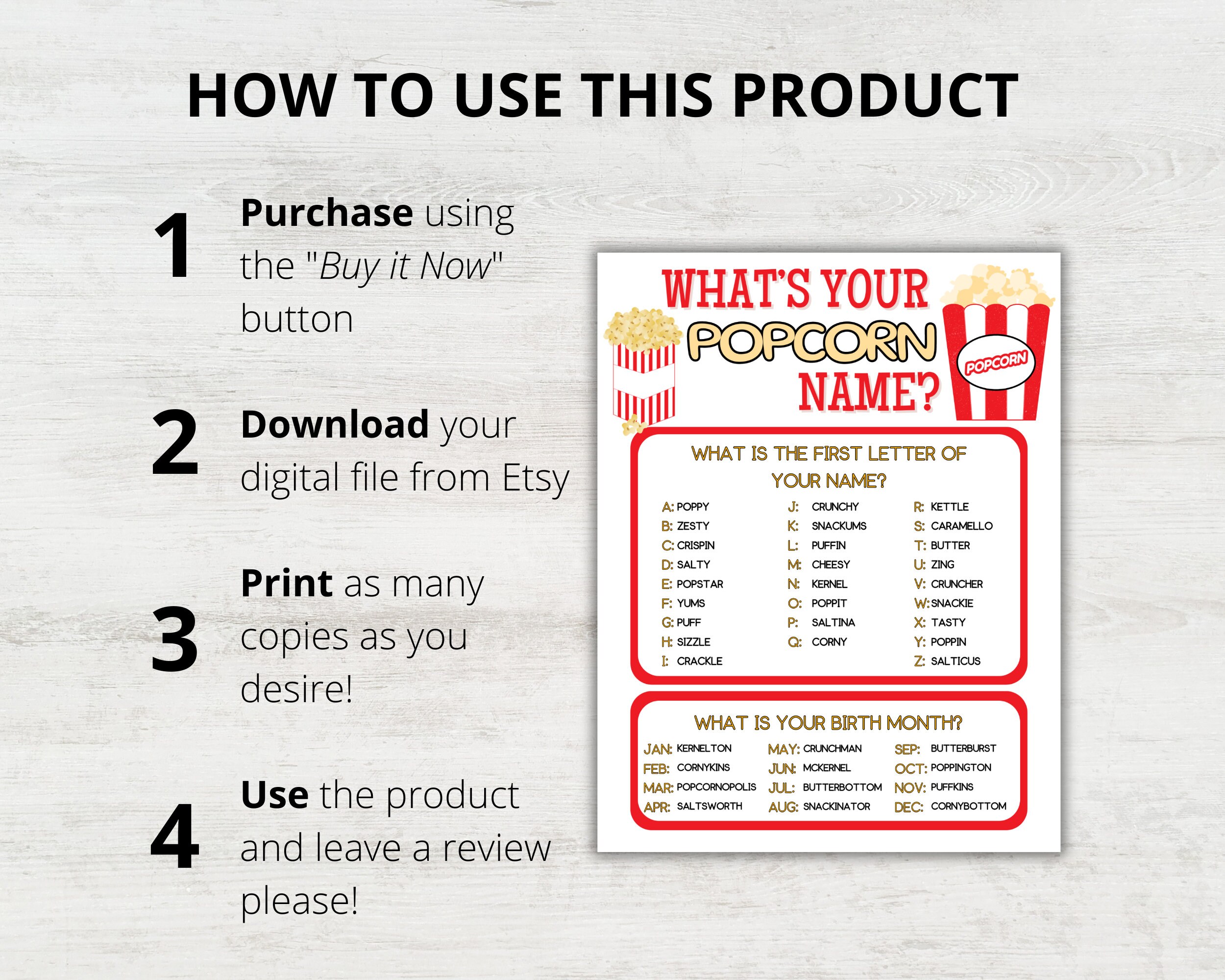 Popcorn Name Game Printable, What's Your Popcorn Name Game, Name ...