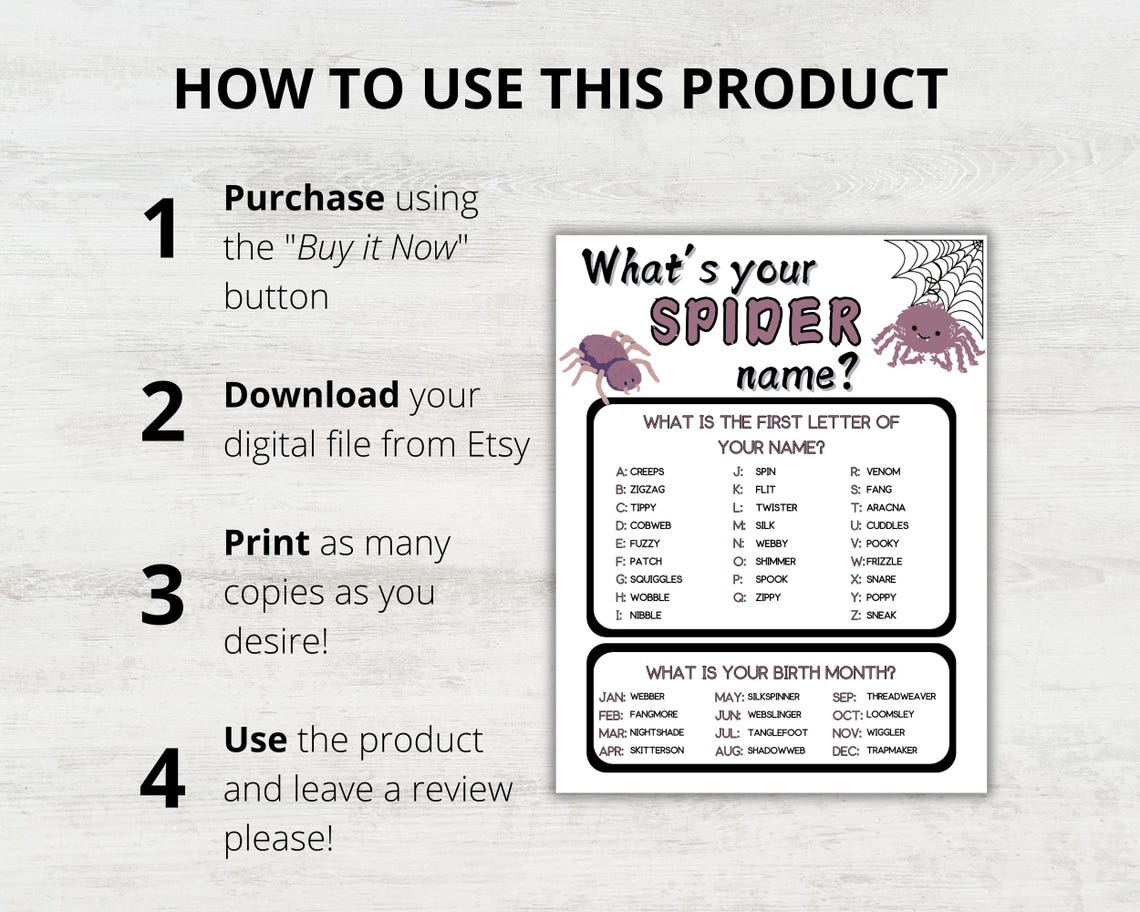Spider Name Game Printable, What's Your Spider Name Game, Name ...