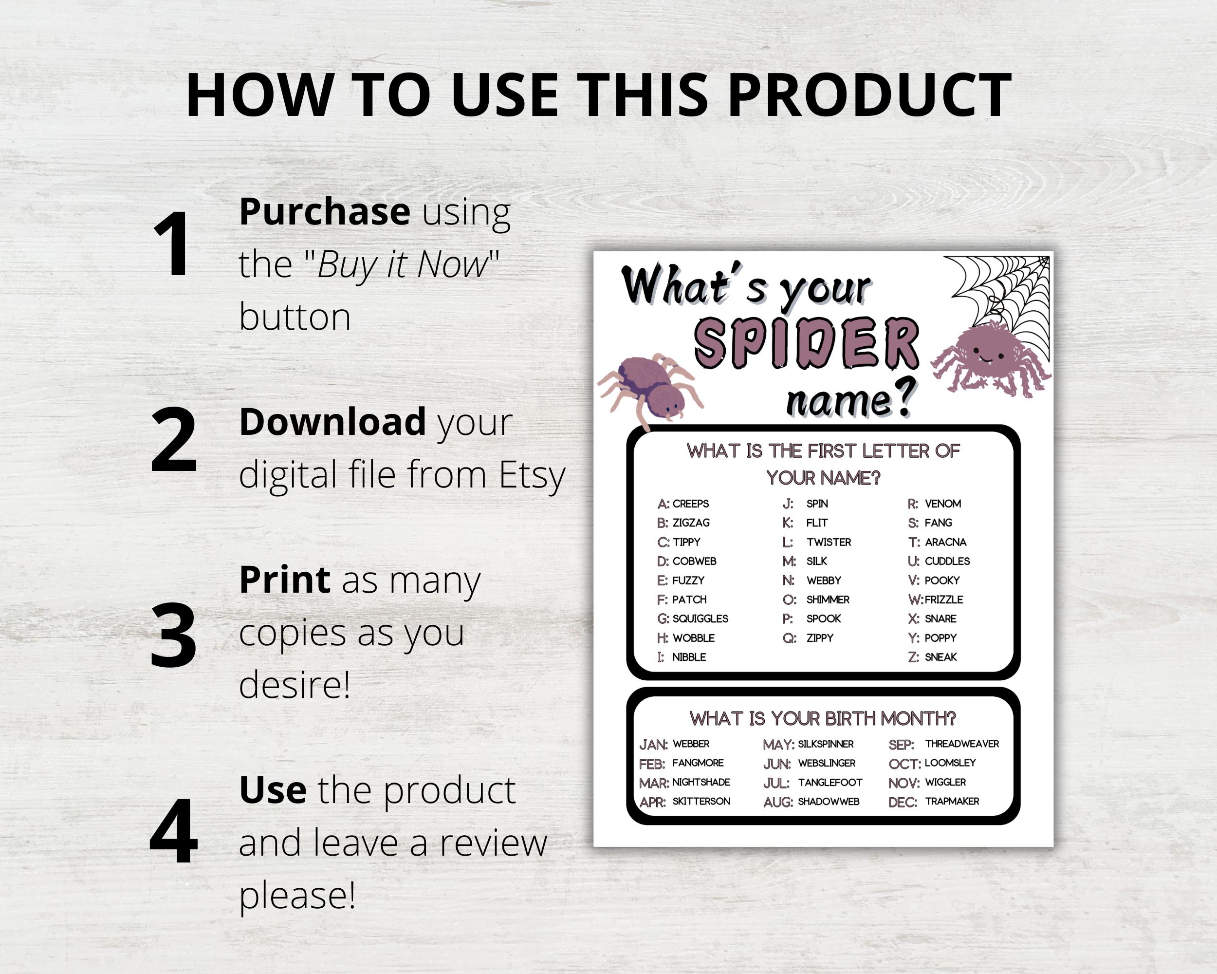 Spider Name Game Printable, What's Your Spider Name Game, Name ...
