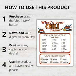 Chili Name Game Printable, What's Your Chili Name Game, Name Generator ...