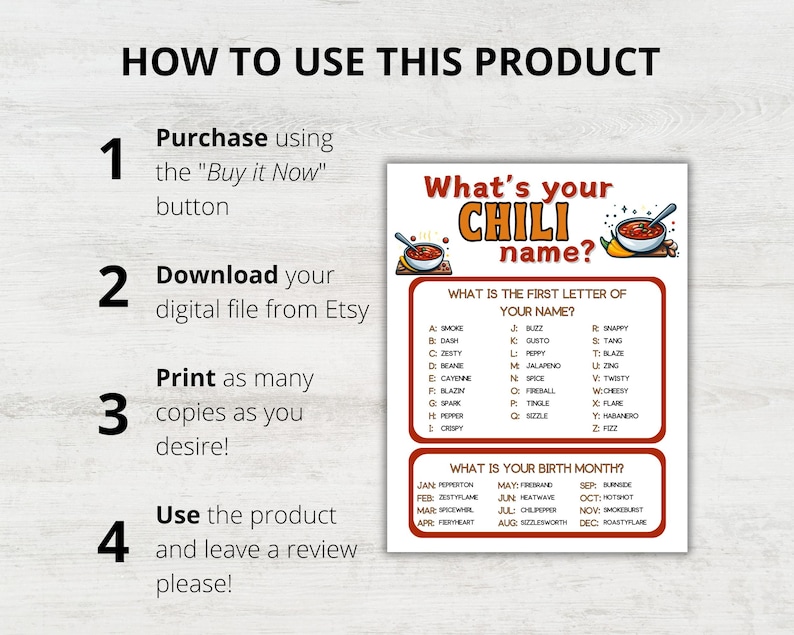 Chili Name Game Printable, What's Your Chili Name Game, Name Generator ...