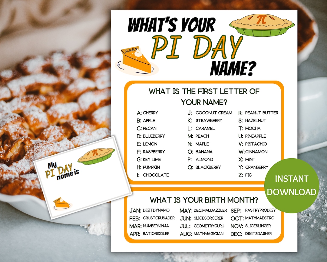 Pi Day Name Game Printable, What's Your Pi Day Name Game, Name ...
