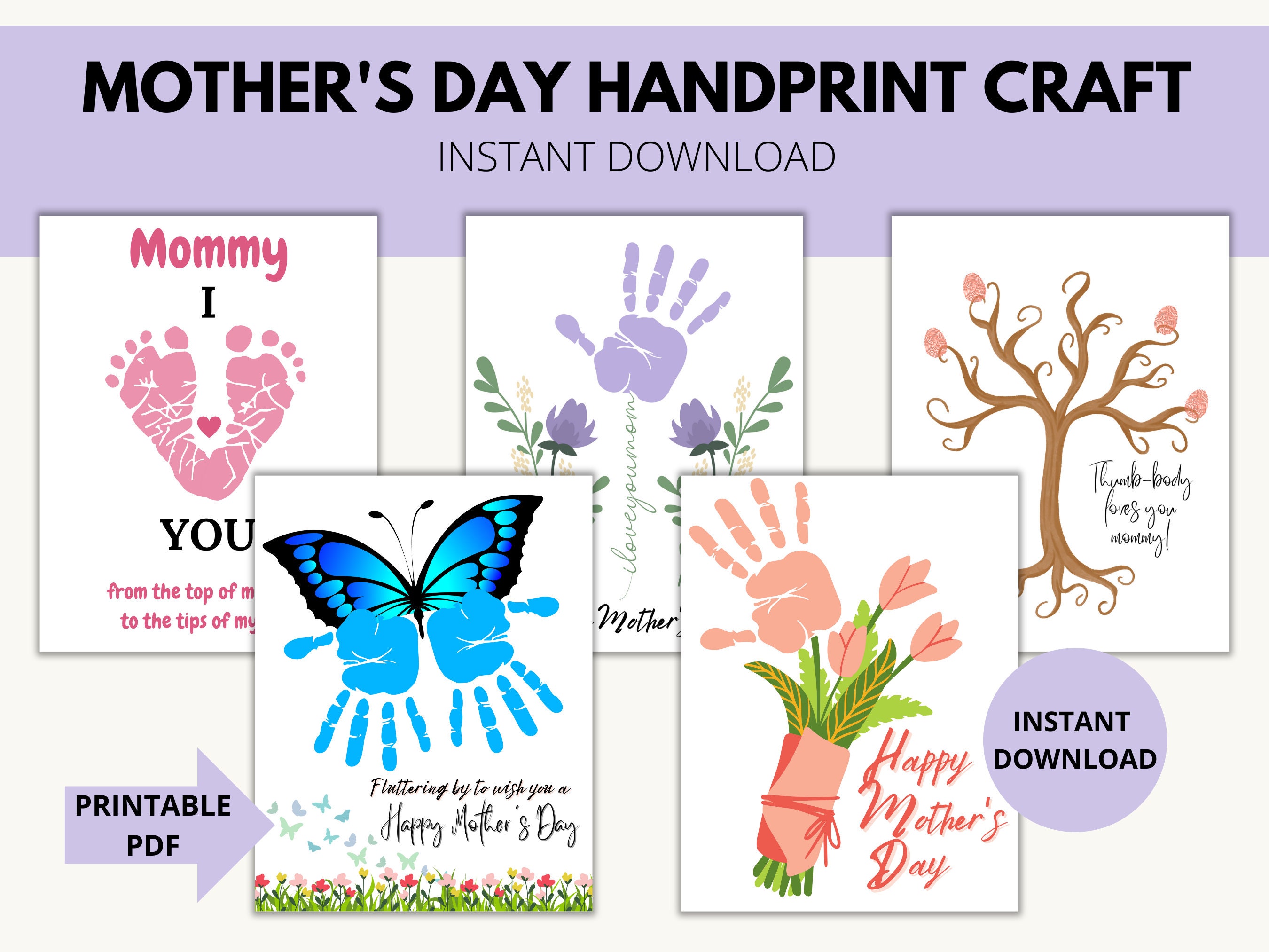 Happy Mother's Day Handprint Art, Mom Handprint Craft, 1st Mother's Day ...