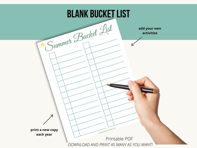 Summer Bucket List Bundle Printable Kids Activities Family - Etsy