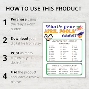 April Fools Day Name Game Printable, What's Your April Fools Name Game ...