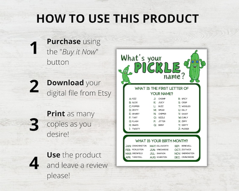 Pickle Name Game Printable, What's Your Pickle Name Game, Name ...