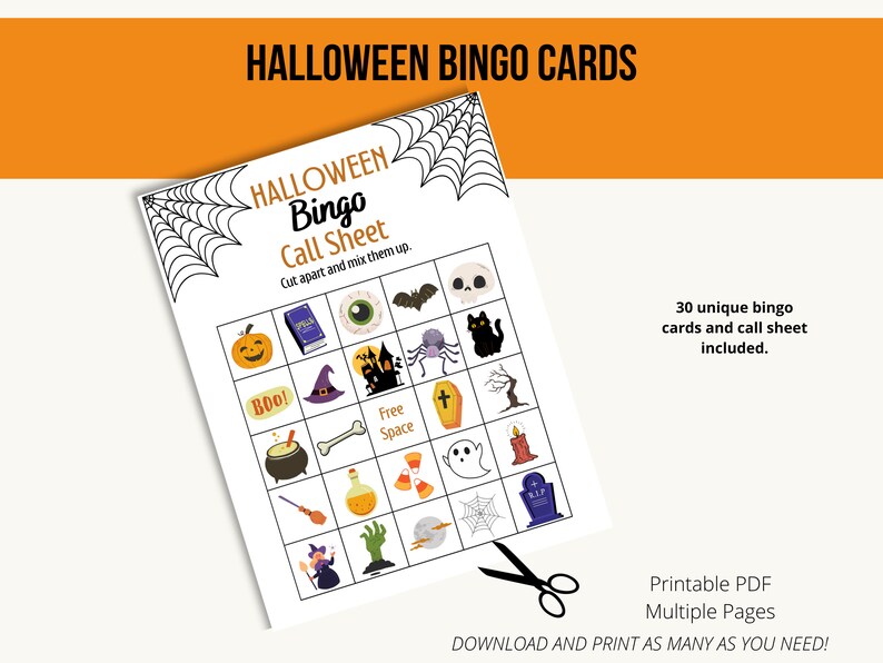 Printable Halloween Bingo Cards | 30 Halloween Bingo Cards | Halloween ...