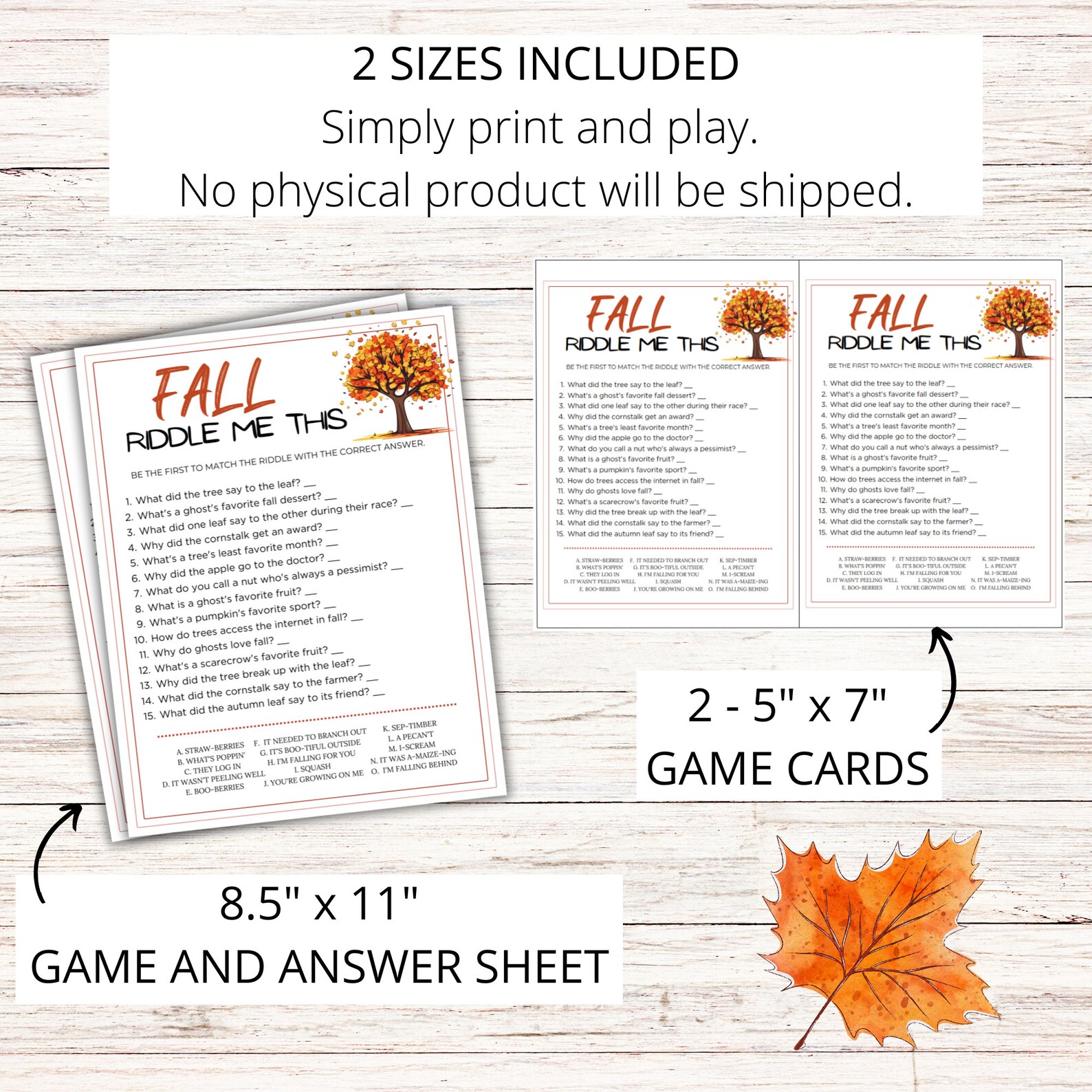 Fall Riddle Me This, Fall Riddles, Fall Games, Fall Party Game, Fall ...