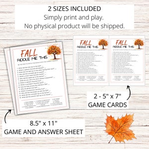 Fall Riddle Me This, Fall Riddles, Fall Games, Fall Party Game, Fall ...