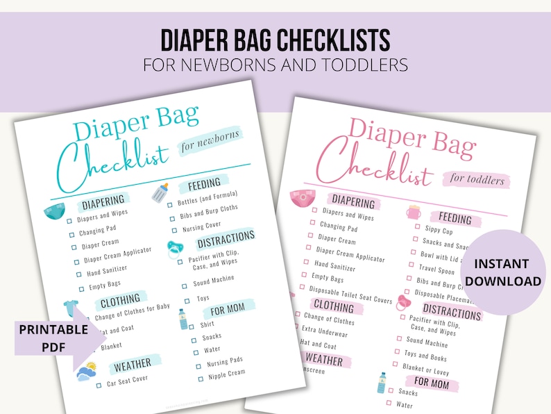 Diaper Bag Checklist for Newborn and Toddler, Diaper Bag Essentials ...