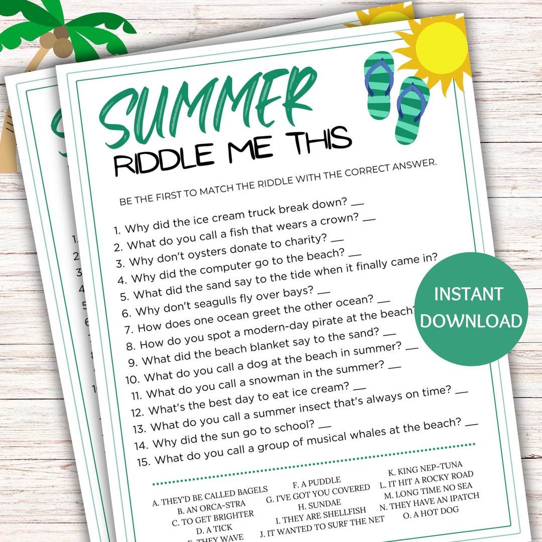 Summer Riddle Me This Game, Summer Riddles, Summer Activities, Summer ...