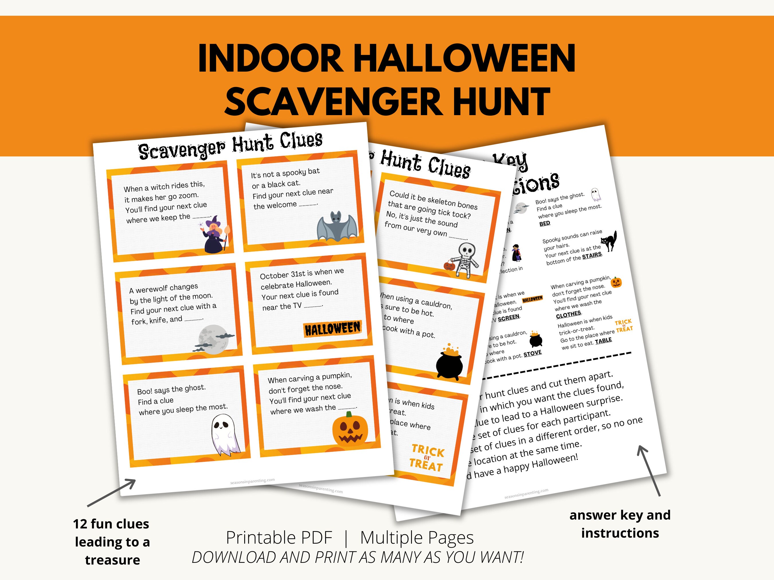 Indoor Halloween Scavenger Hunt | Printable Halloween Treasure Hunt ...