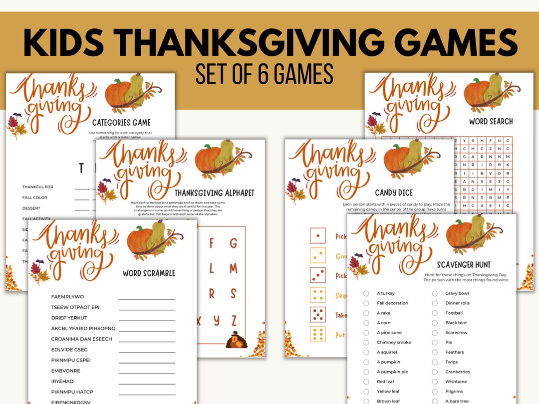 Thanksgiving Kids Game Bundle | Thanksgiving 6 Game Bundle | Printable ...