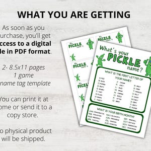 Pickle Name Game Printable, What's Your Pickle Name Game, Name ...
