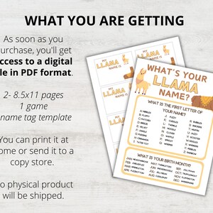 Llama Name Game Printable, What's Your Llama Name Game, Name Generator ...