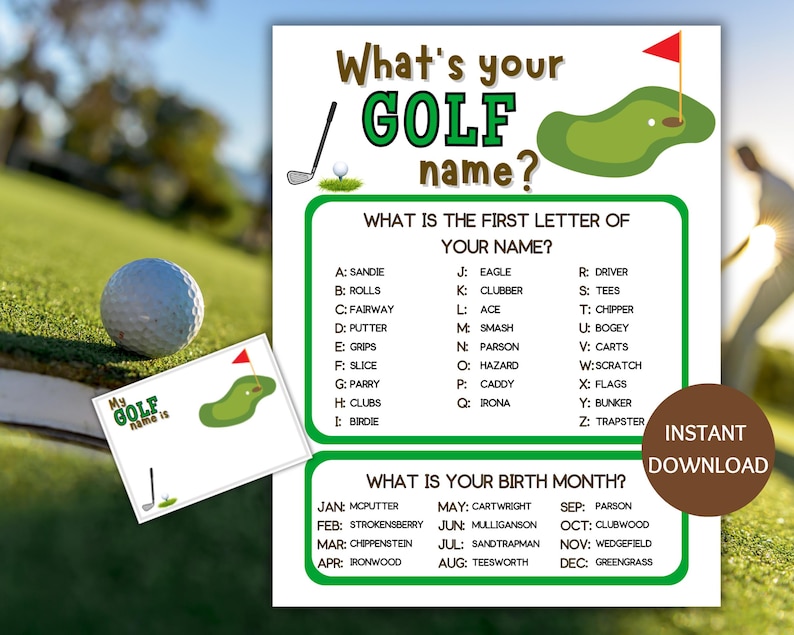 Golf Name Game Printable, What's Your Golf Name Game, Name Generator ...