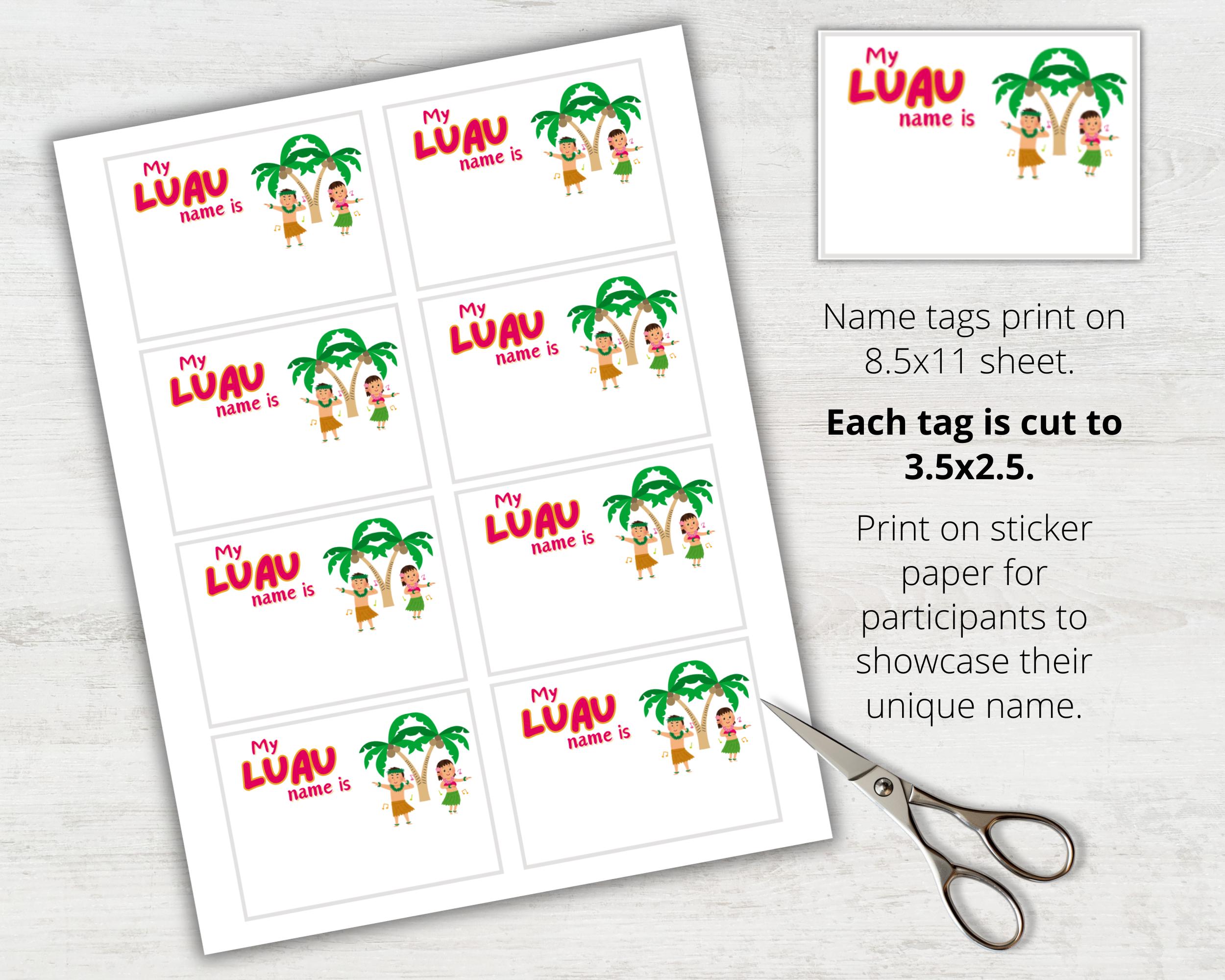 Hawaiian Luau Name Tags Printables Hawaiian Luau Names, What's Your
