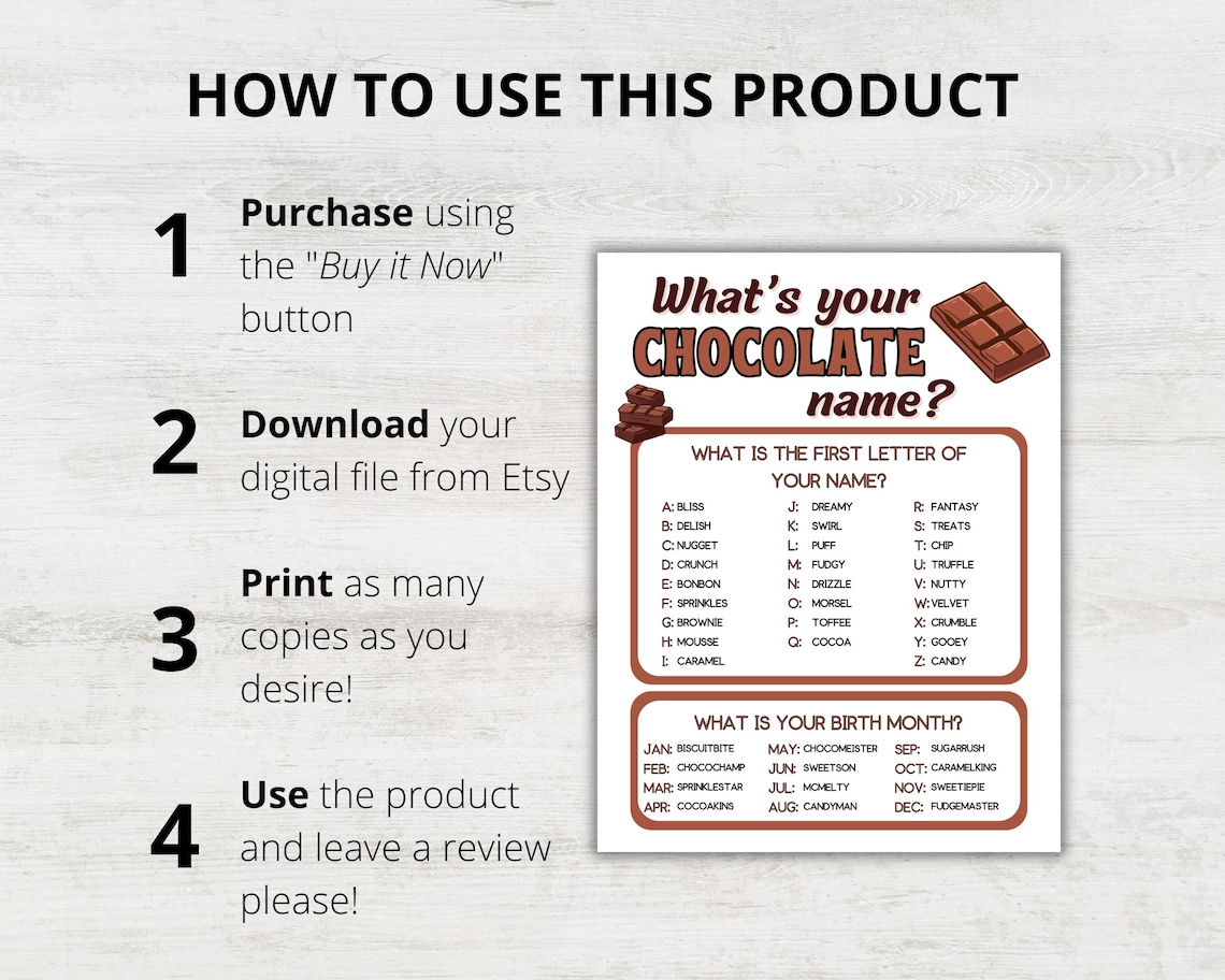 Chocolate Name Game Printable, What's Your Chocolate Name Game, Name Generator Game With Name ...
