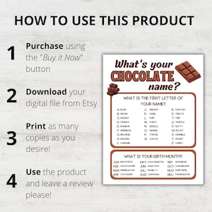 Chocolate Name Game Printable, What's Your Chocolate Name Game, Name ...