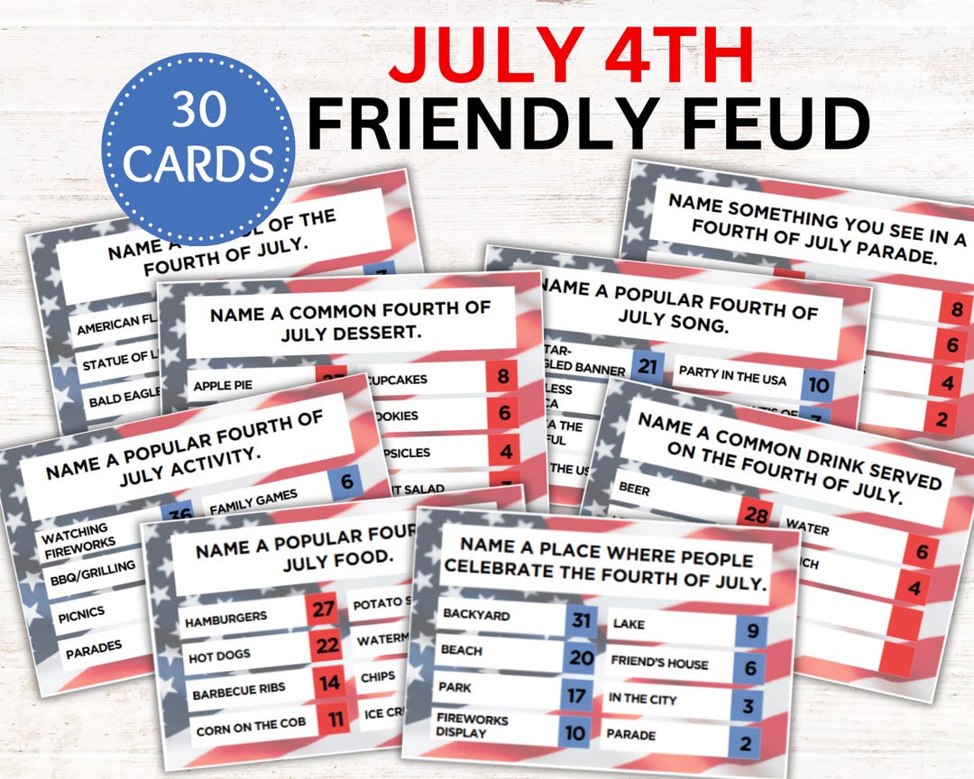 4th of July Friendly Feud Game Show, July 4th Games, Summer Games ...