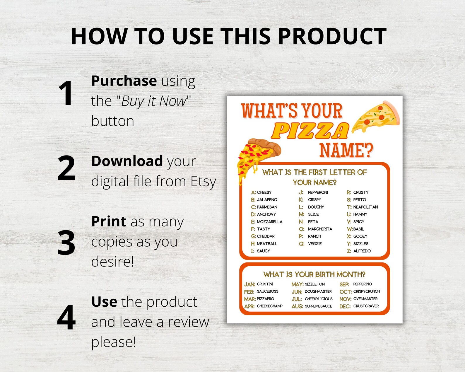 Pizza Name Game Printable, What's Your Pizza Name Game, Name Generator ...