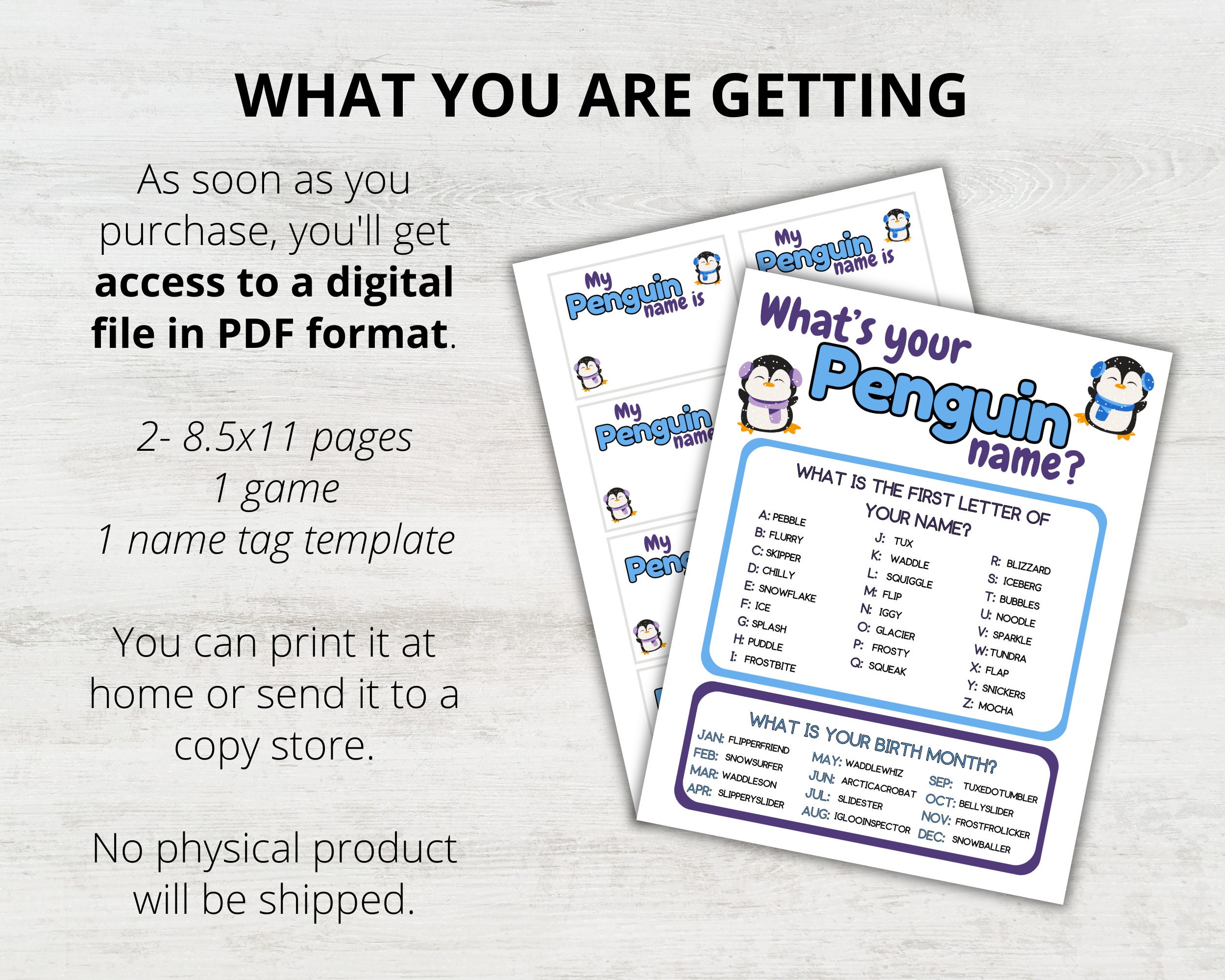 Penguin Name Game Printable, What's Your Penguin Name Game, Name ...