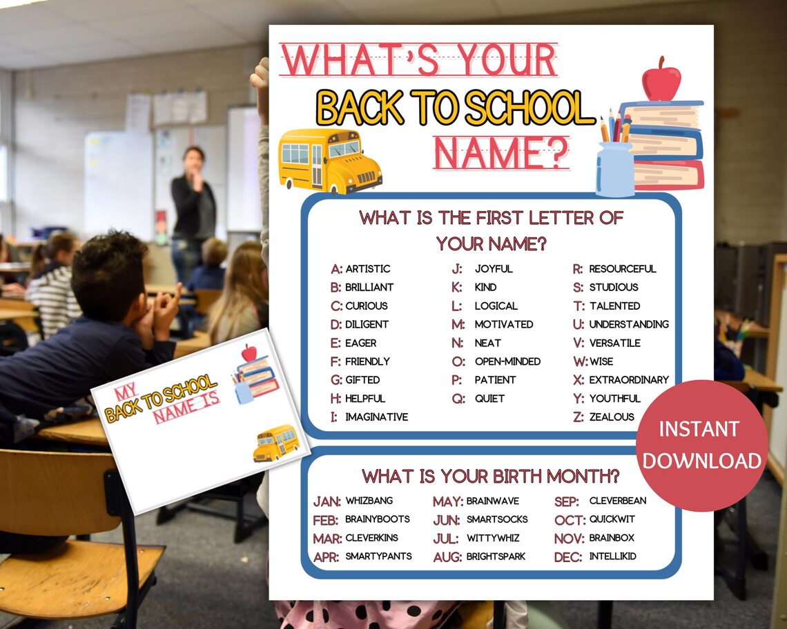 Back to School Name Game Printable, What's Your Back to School Name ...