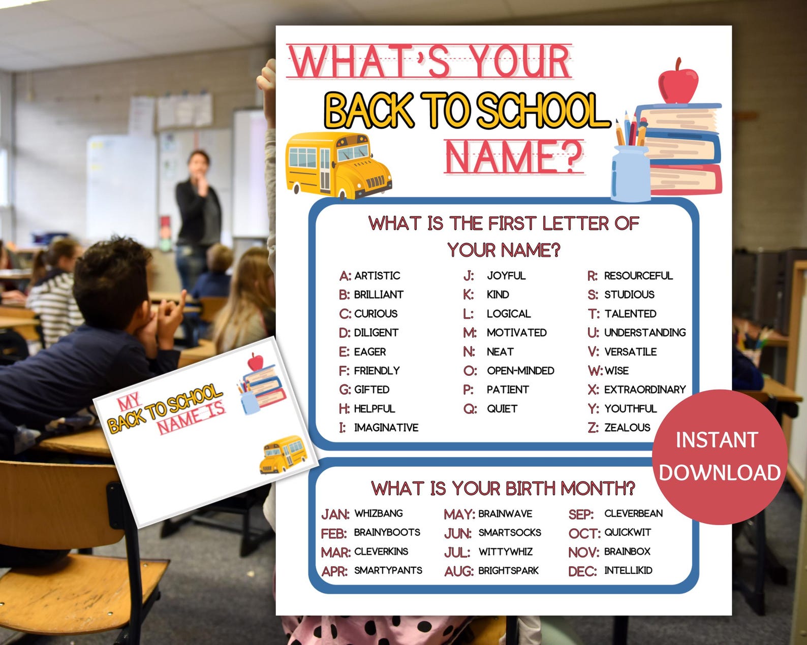 Back to School Name Game Printable, What's Your Back to School Name ...