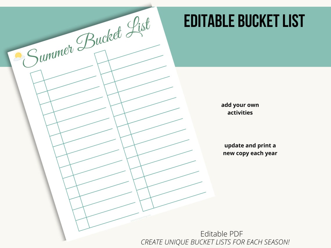 Summer Bucket List Bundle, Printable Kids Activities, Family Bucket ...